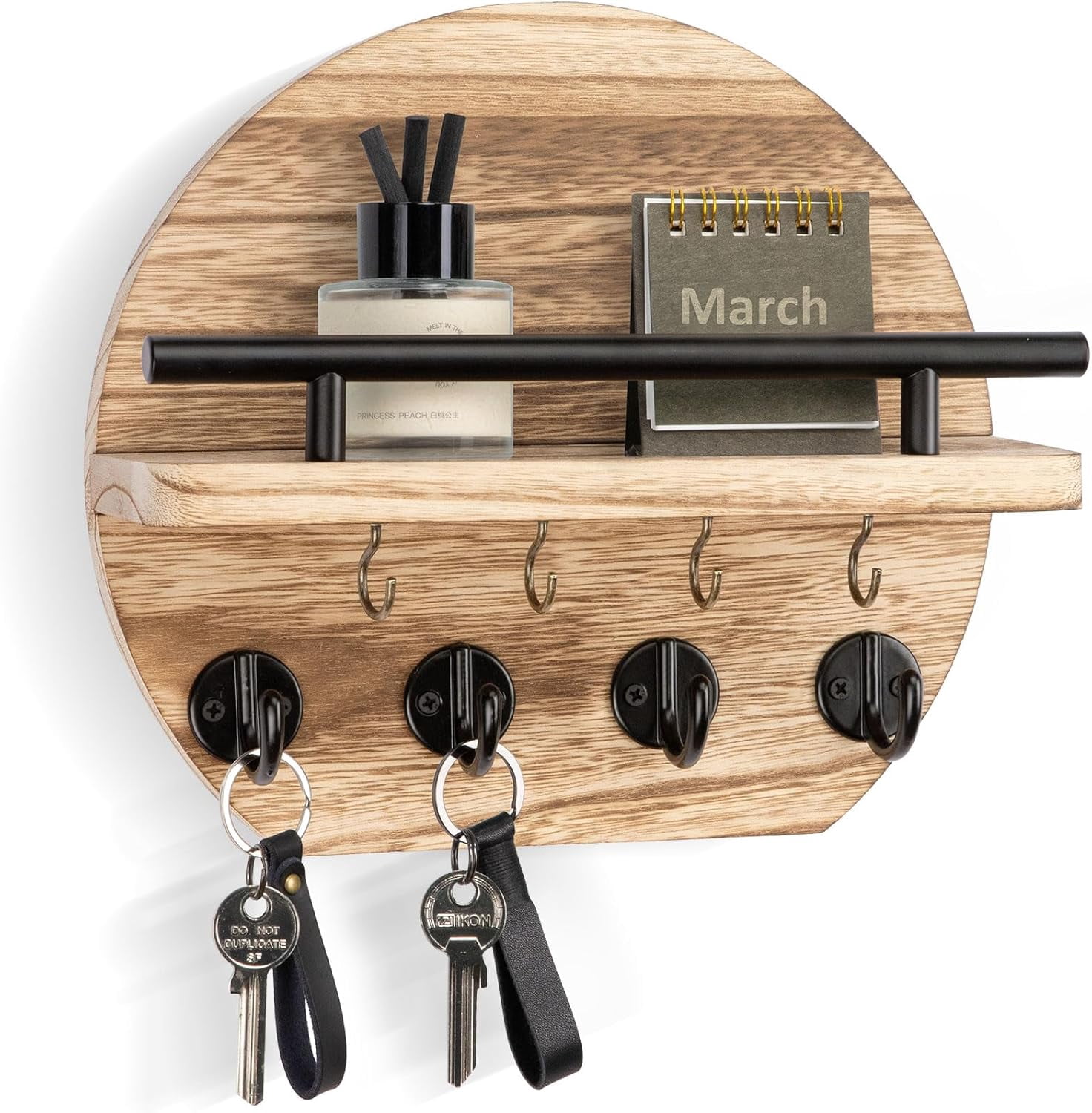 Key Holder for Wall - 9.8 Inch Apartment Wall Decor with Shelf and 8 ...