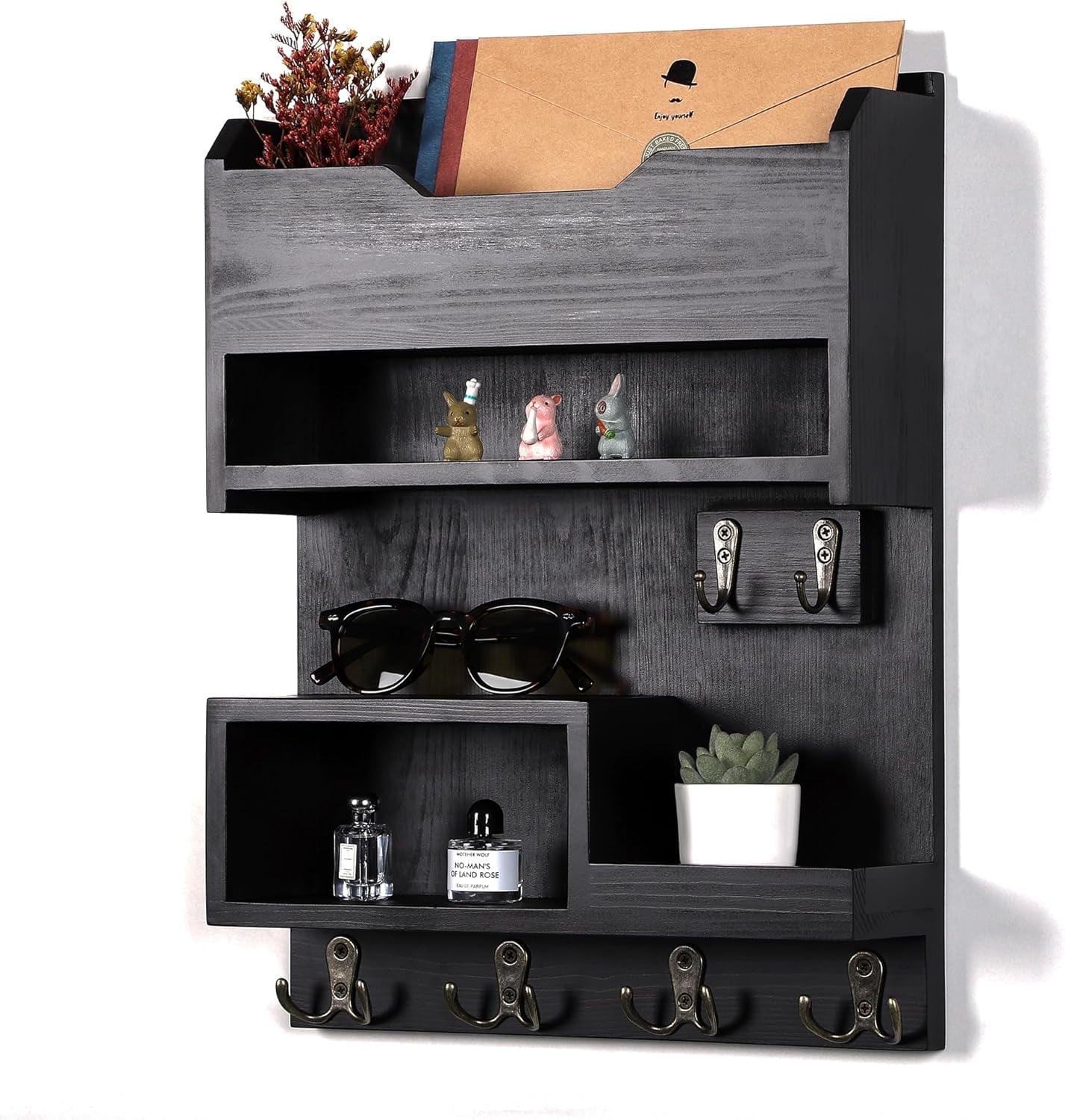 Key Holder for Wall, Mail Organizer Wall Mount with 6 Key Hooks, Key ...