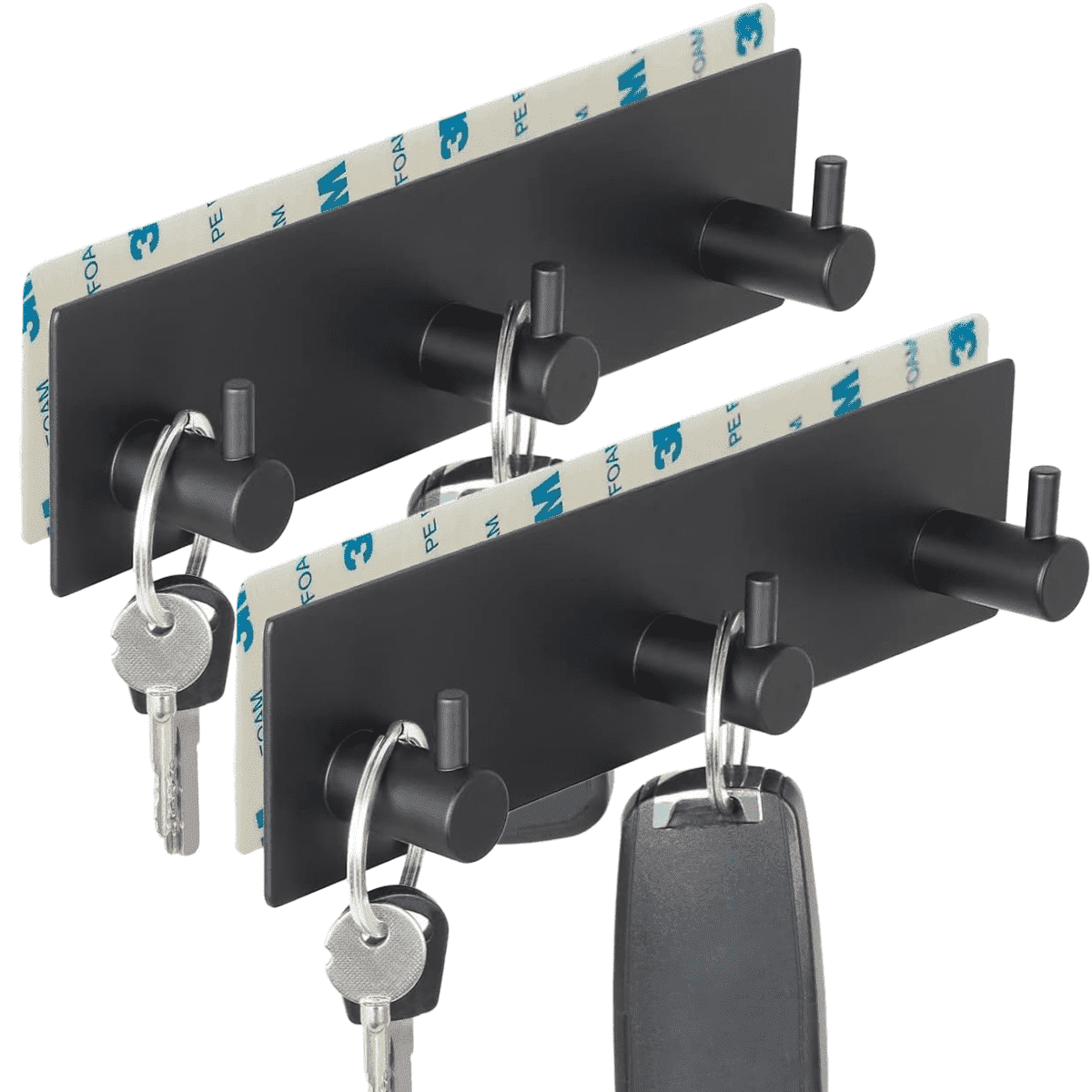 Key Holder for Wall, Sturdy Self Adhesive Stainless Steel with 3 Hooks ...
