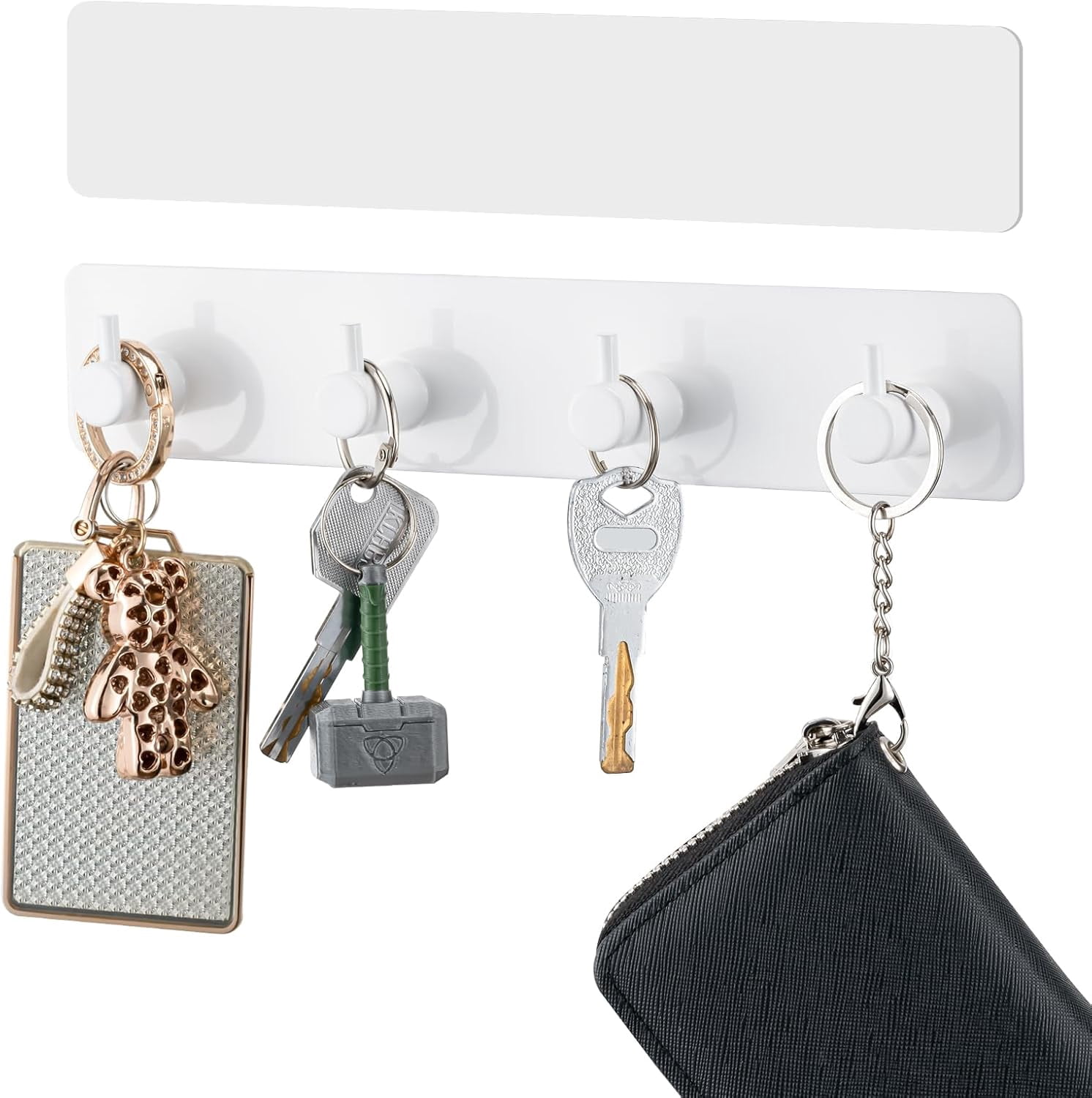 Key Holder with 4 Hooks,Key Hanger Organizer for Wall Mount with 2 Self ...