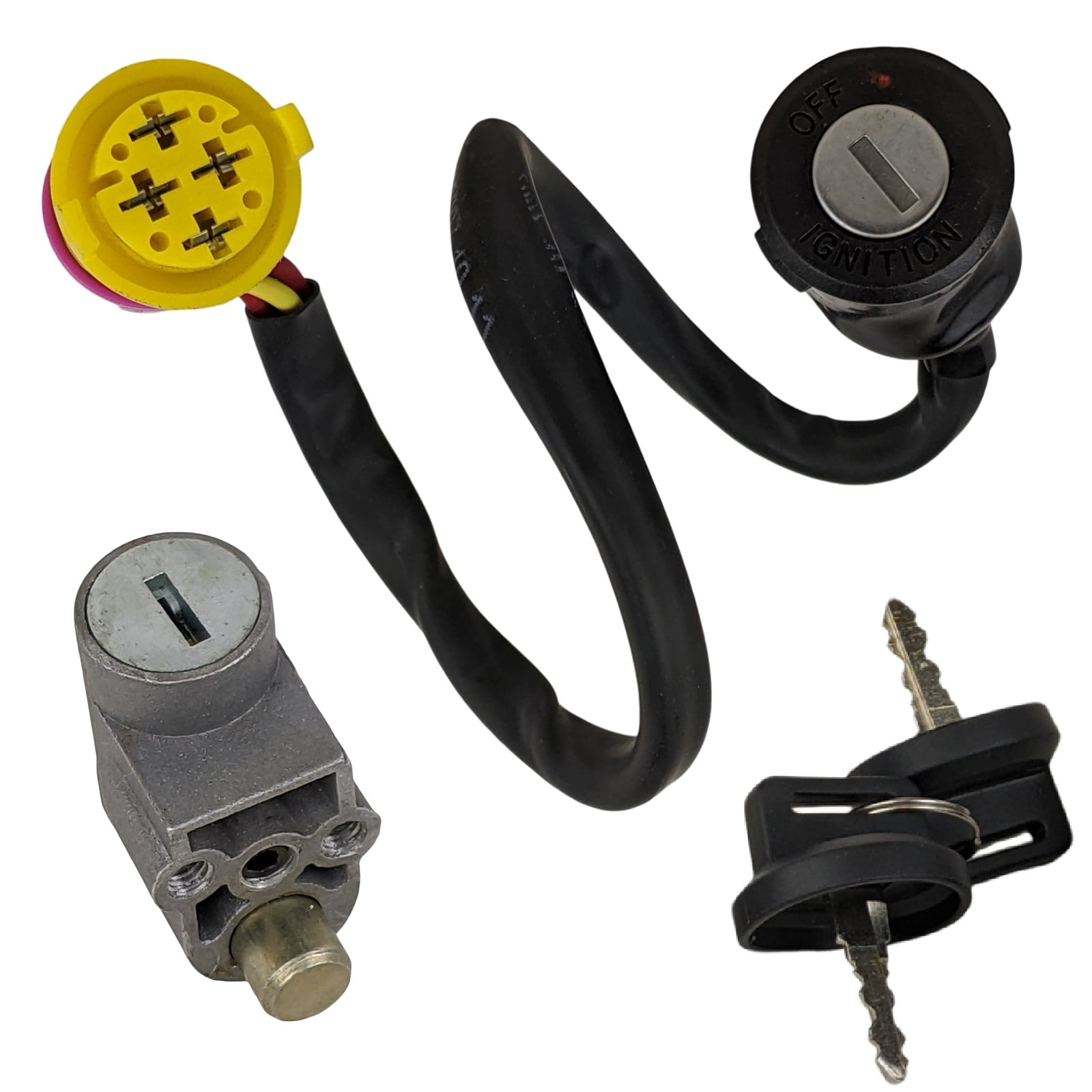 Key Ignition Switch Set with 14" 4-Wire Harness Connector Plug ...
