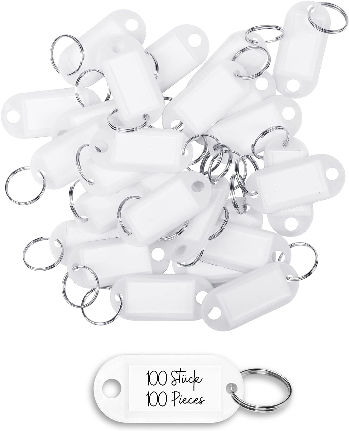 Key Labels - Coloured Plastic Key Ring Tags with Labels- Key Chain/Key ...