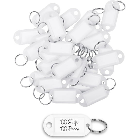 Key Labels - Coloured Plastic Key Ring Tags with Labels- Key Chain/Key ...