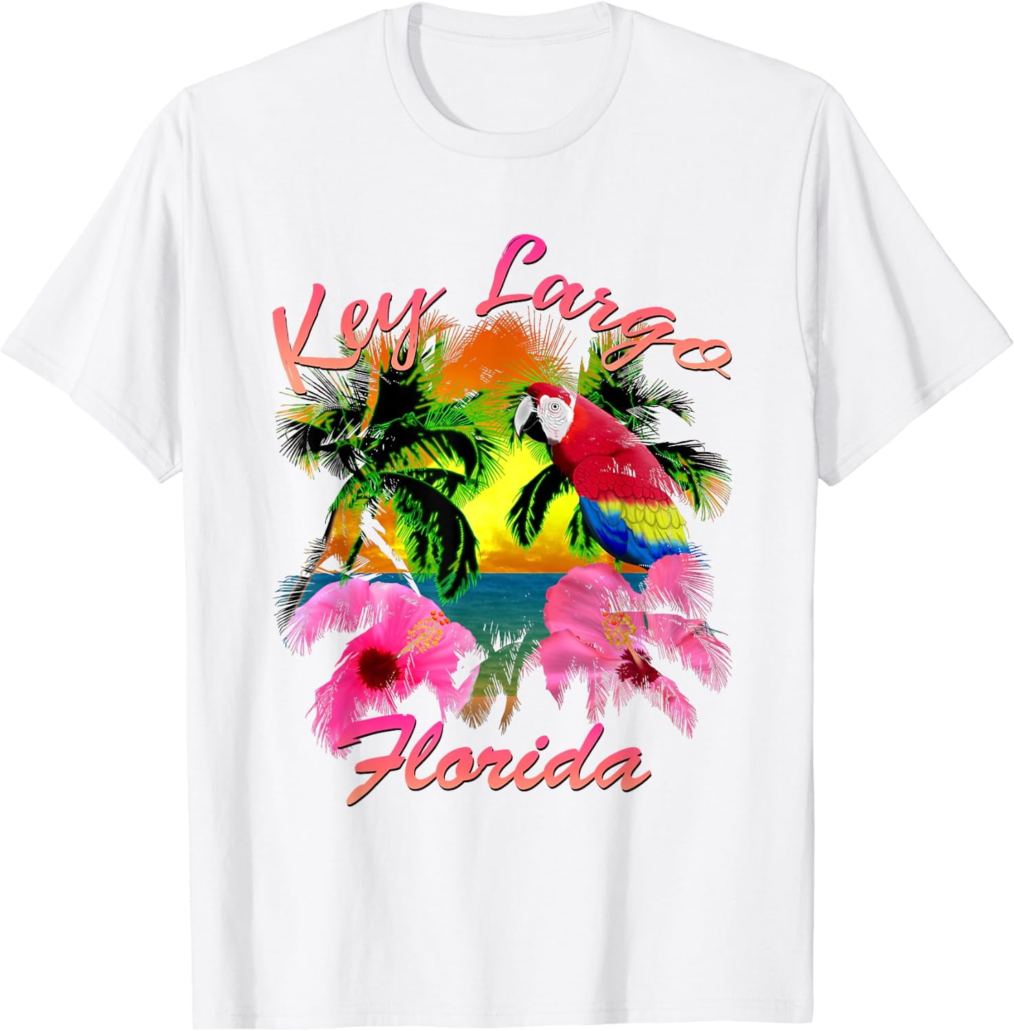 Key Largo Florida Keys Tropical Beach Sunset Island Vacation T-Shirt ...