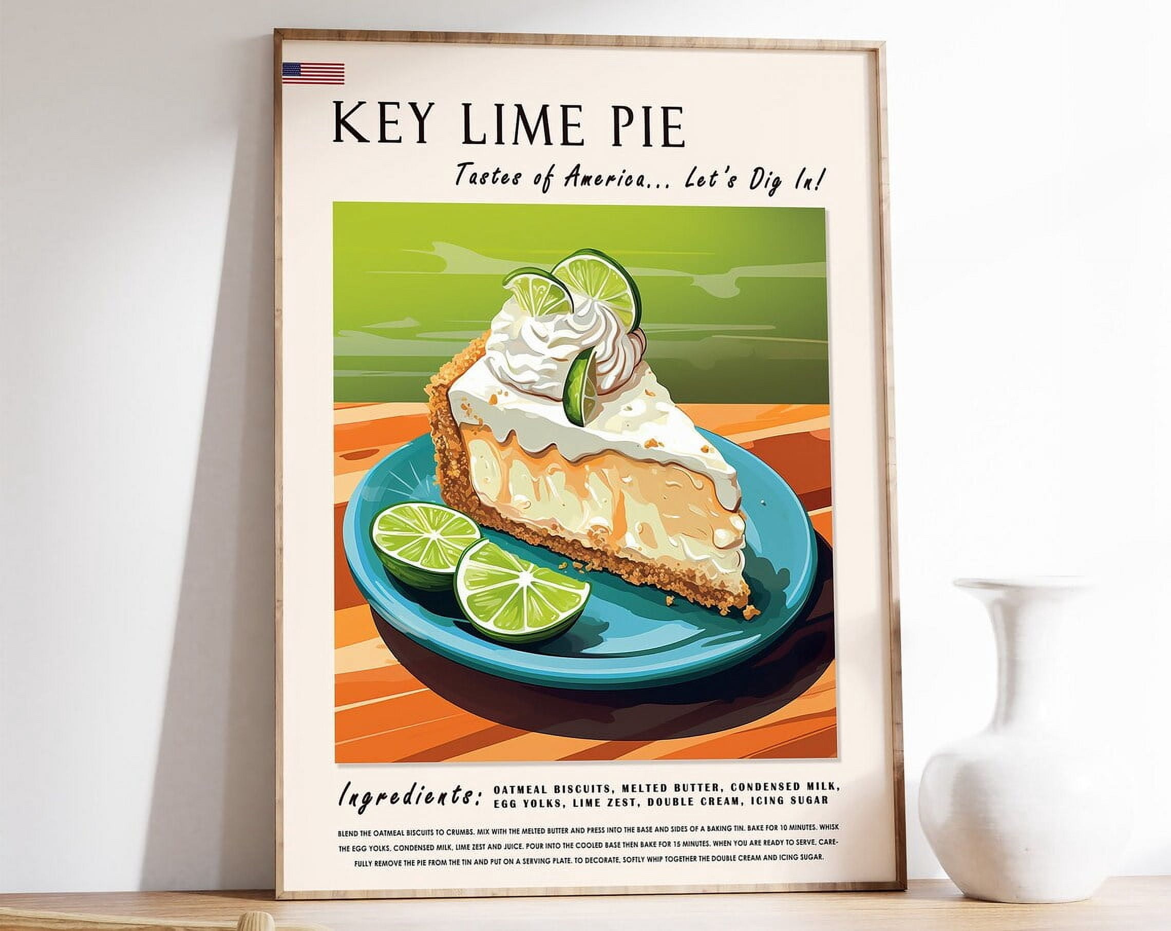Key Lime Pie Poster, American Food Print, American Dessert Poster ...