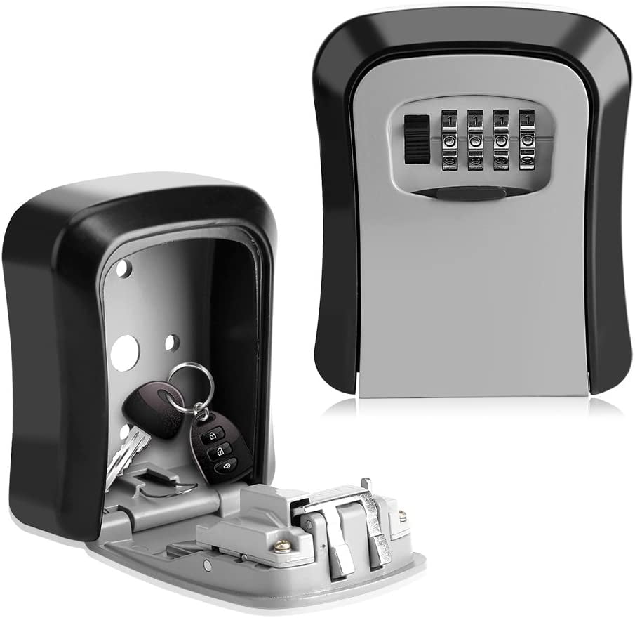 Key Lock Box 4 Digit Combination Wall Mount Key Safe Security Storage ...