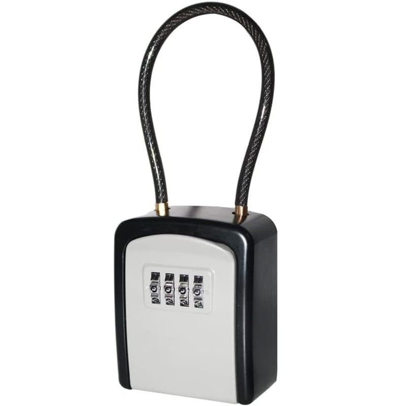 Key Lock Box, 4 Digit Portable Lock Box, Outdoor Waterproof Resettable ...
