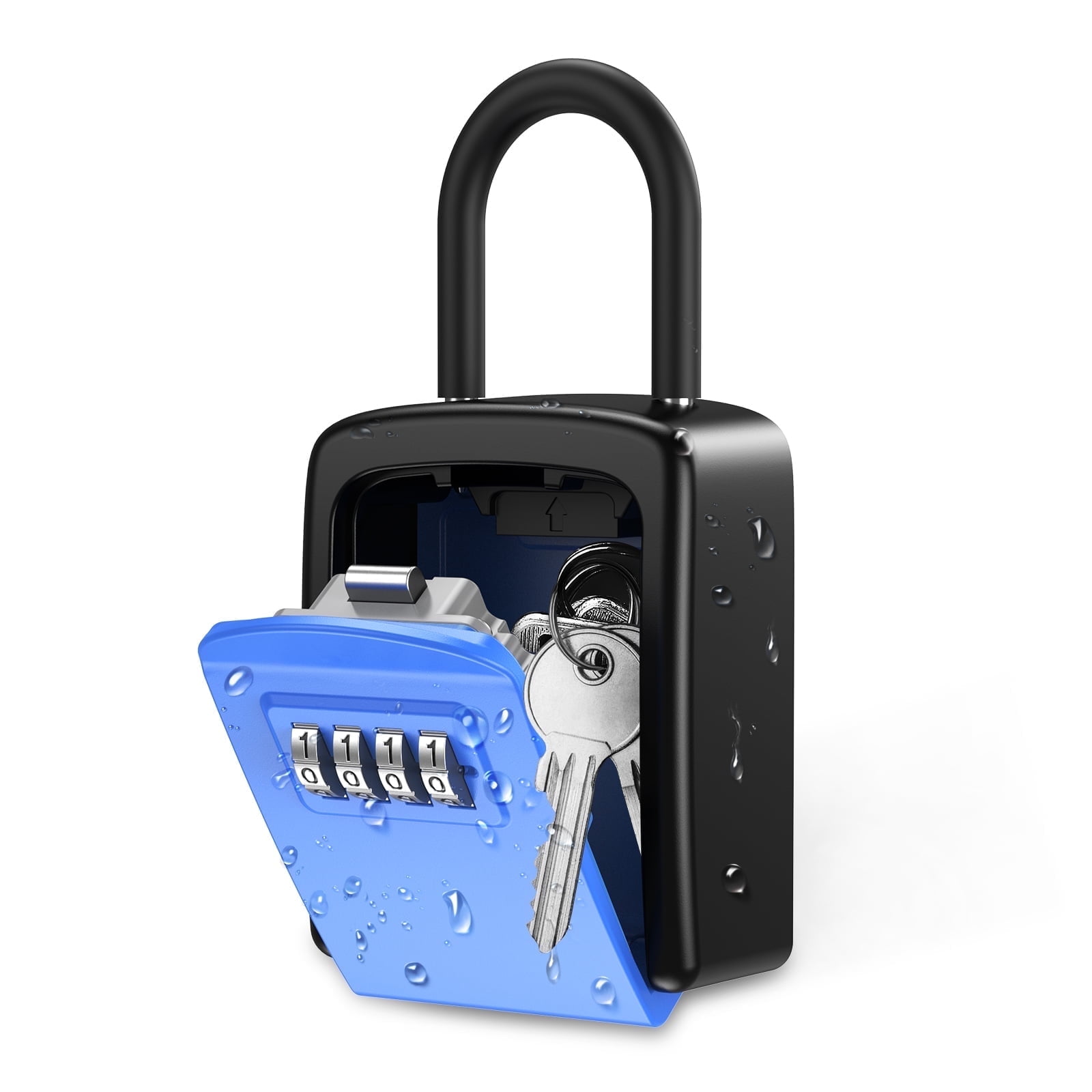 Padlock Key Box, Wall Mounted, Weatherproof, 5 Keys, 4 Digit Combo ...