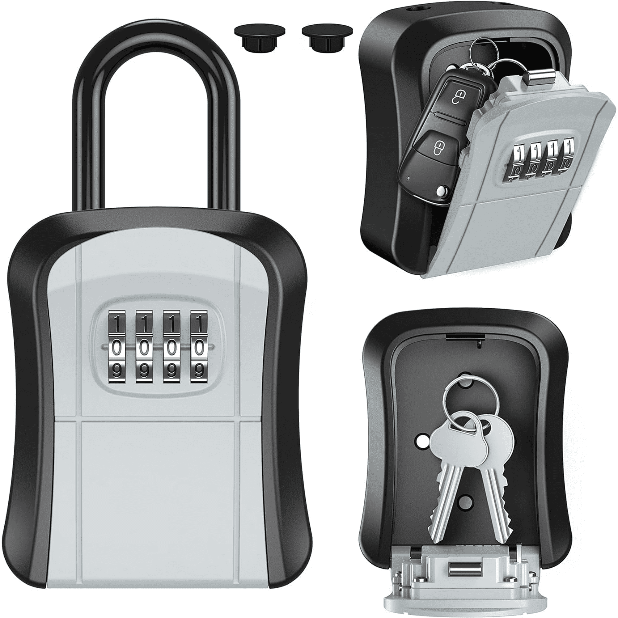 Key Lock Box with Code, Portable Combination Lockbox Wall-Mounted Key ...