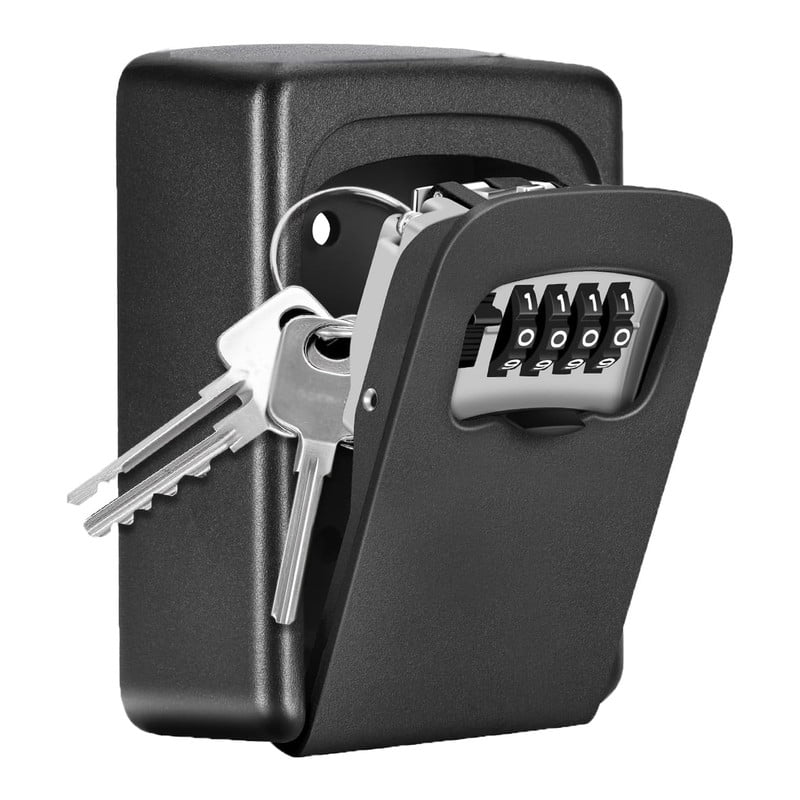 Key Lock Box for Indoor Outdoor 4 Digit Combination Lock Box, Key Safe ...