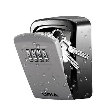ORIA Waterproof Key Lock Box, Portable 4 Digit Combination Key Storage ...