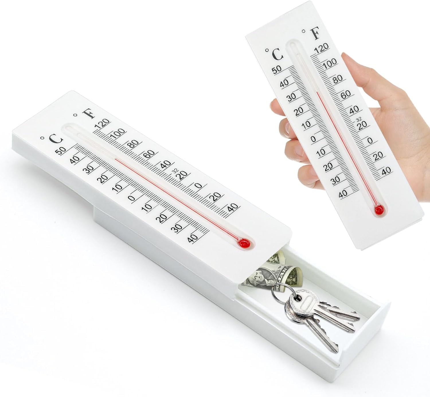 Key Lock Box, Outdoor Thermometer Decorative Key Hiders Containers Box ...