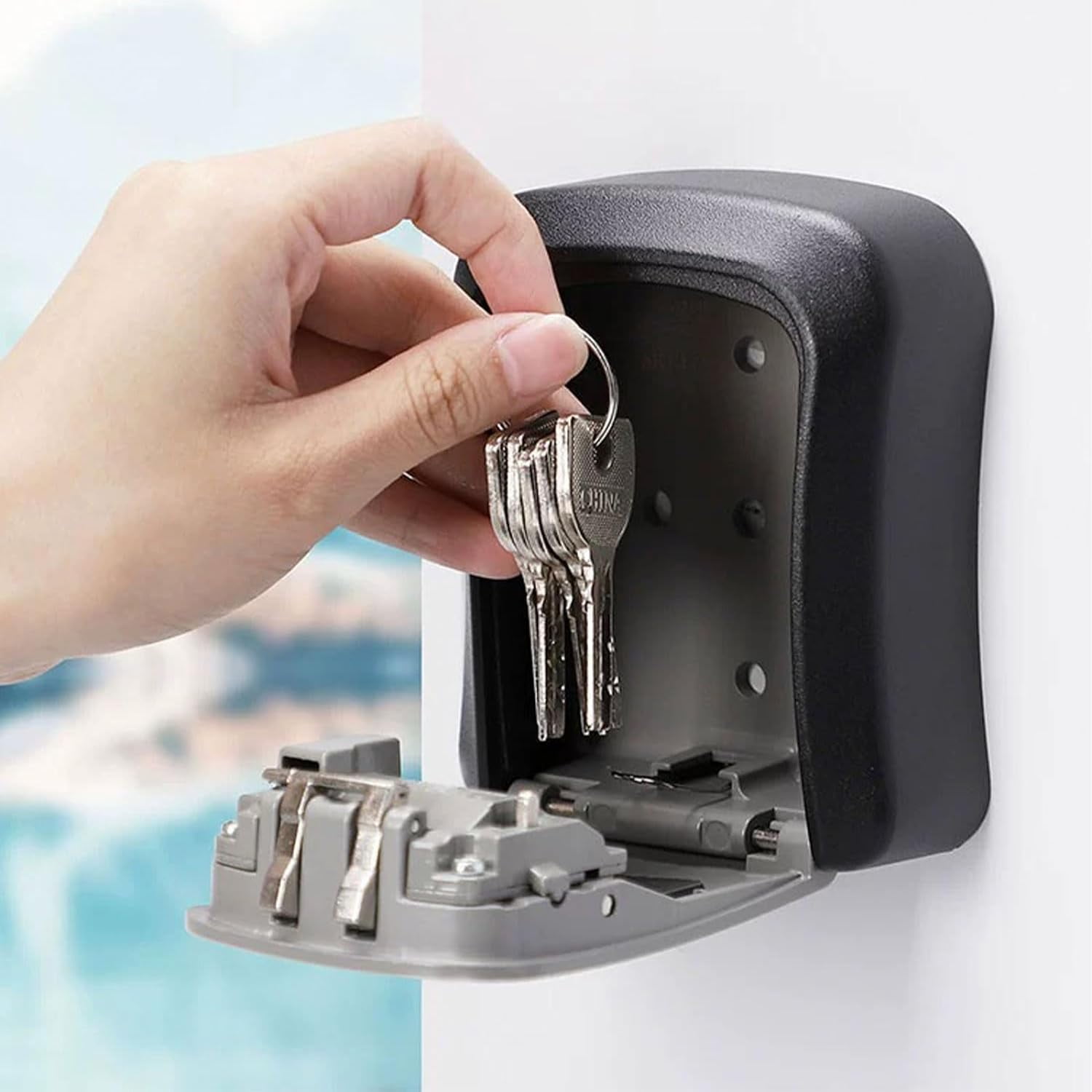 Key Lock Box for Outside, Wall Mounted Waterproof Key Storage Lock Box ...