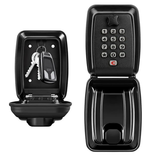 Outdoor Storage Key Lock Box, 12-Digit Resettable Waterproof Wall Mount ...