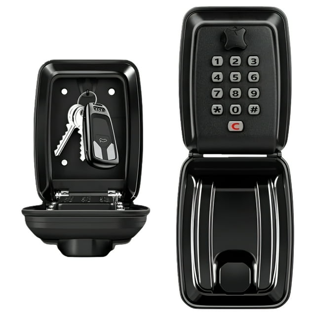 Outdoor Storage Key Lock Box, 12-Digit Resettable Waterproof Wall Mount ...