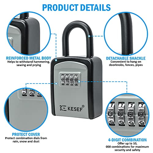 Key Lock Box, Portable Key Safe Box, Durable Key Storage Lock Box with ...