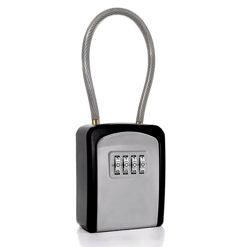 Key Lock Box Portable with Removable Cable Shackle Indoor Outdoor ...