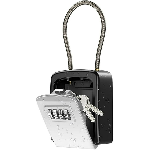 Key Lock Box, Safe Box for Keys with Removable Shackle 4-Digit ...