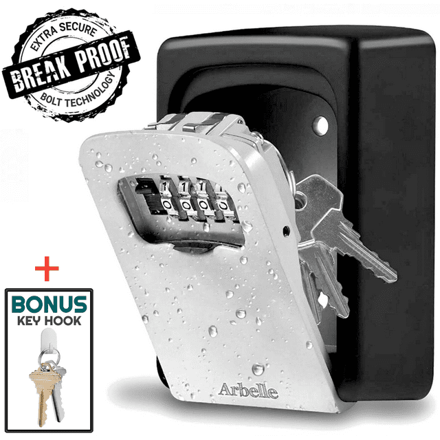 Key Lock Box - Key Safe Sturdy Wall Mount - Combination Lockbox - Large ...