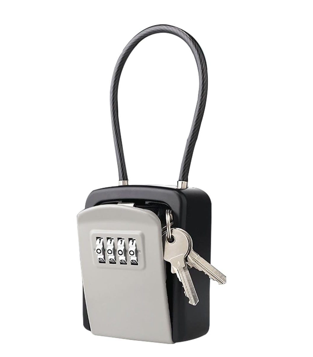 Key Lock Box, Wall Mount Combination Lockbox with Removable Shackle, 4 ...