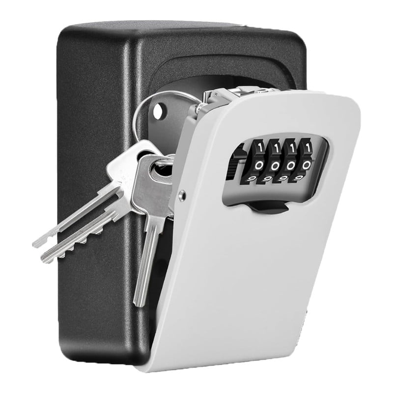Key Lock Box Wall Mounted, 4 Digit Combination Lockbox for Outside ...