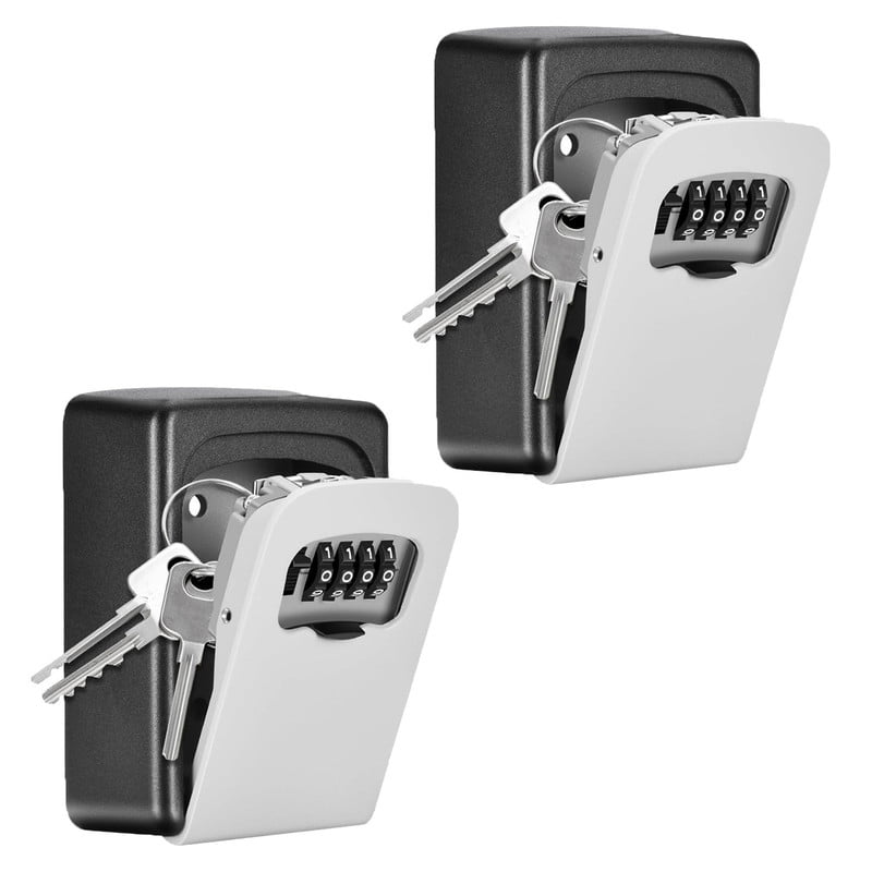 Key Lock Box Wall Mounted, 4 Digit Combination Lockbox for Outside ...
