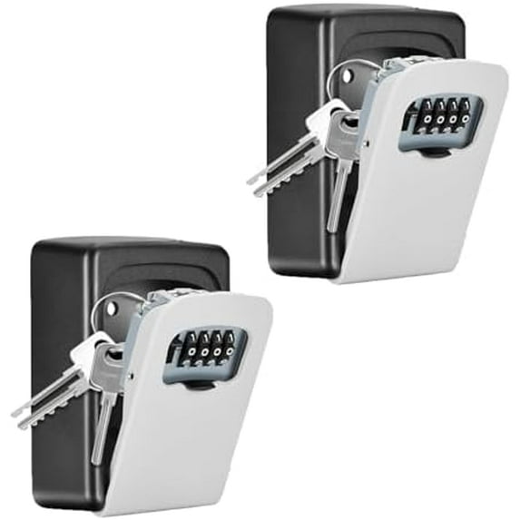Key Lock Box Wall Mounted, 4 Digit Combination Lockbox for Outside ...