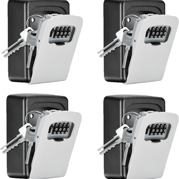 Key Lock Box Wall Mounted, 4 Digit Combination Lockbox for Outside ...