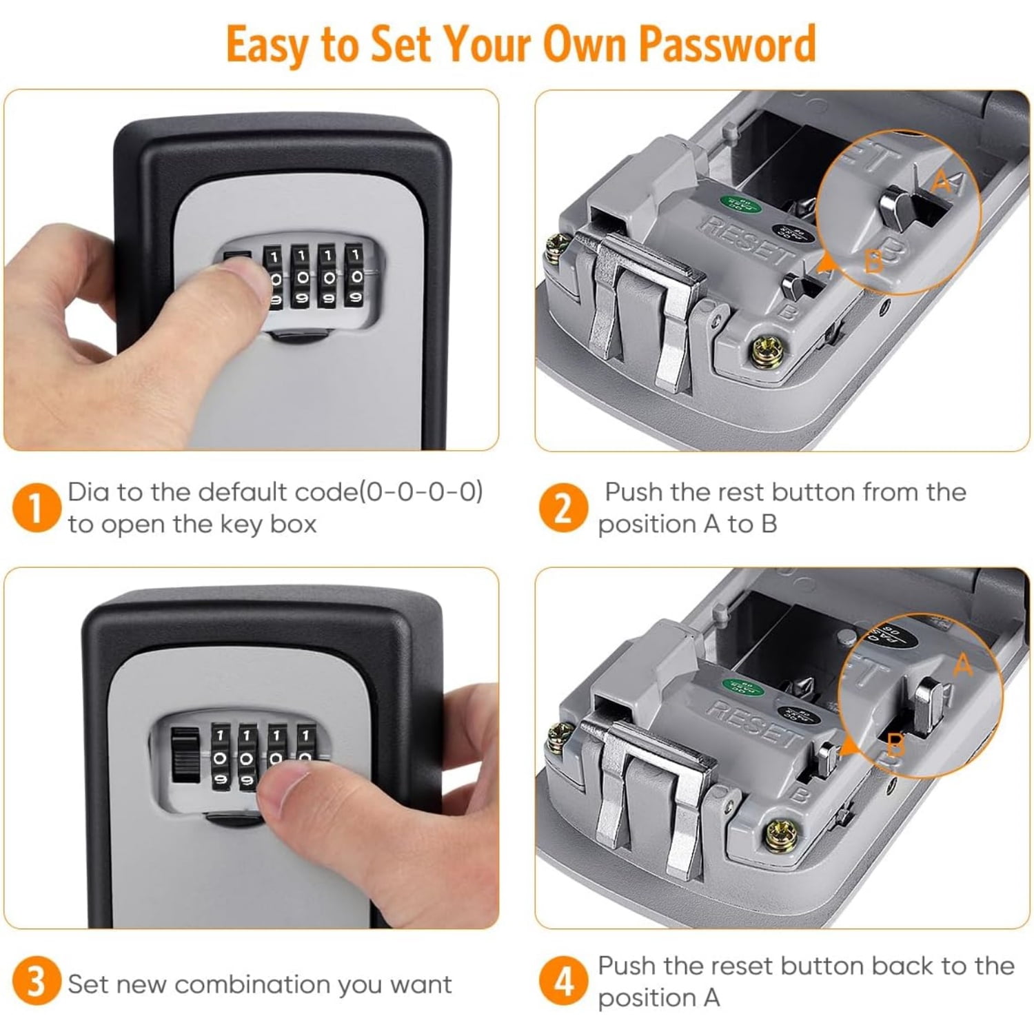 Key Lock Box Wall Mounted, 4 Digit Combination Lockbox for Outside ...