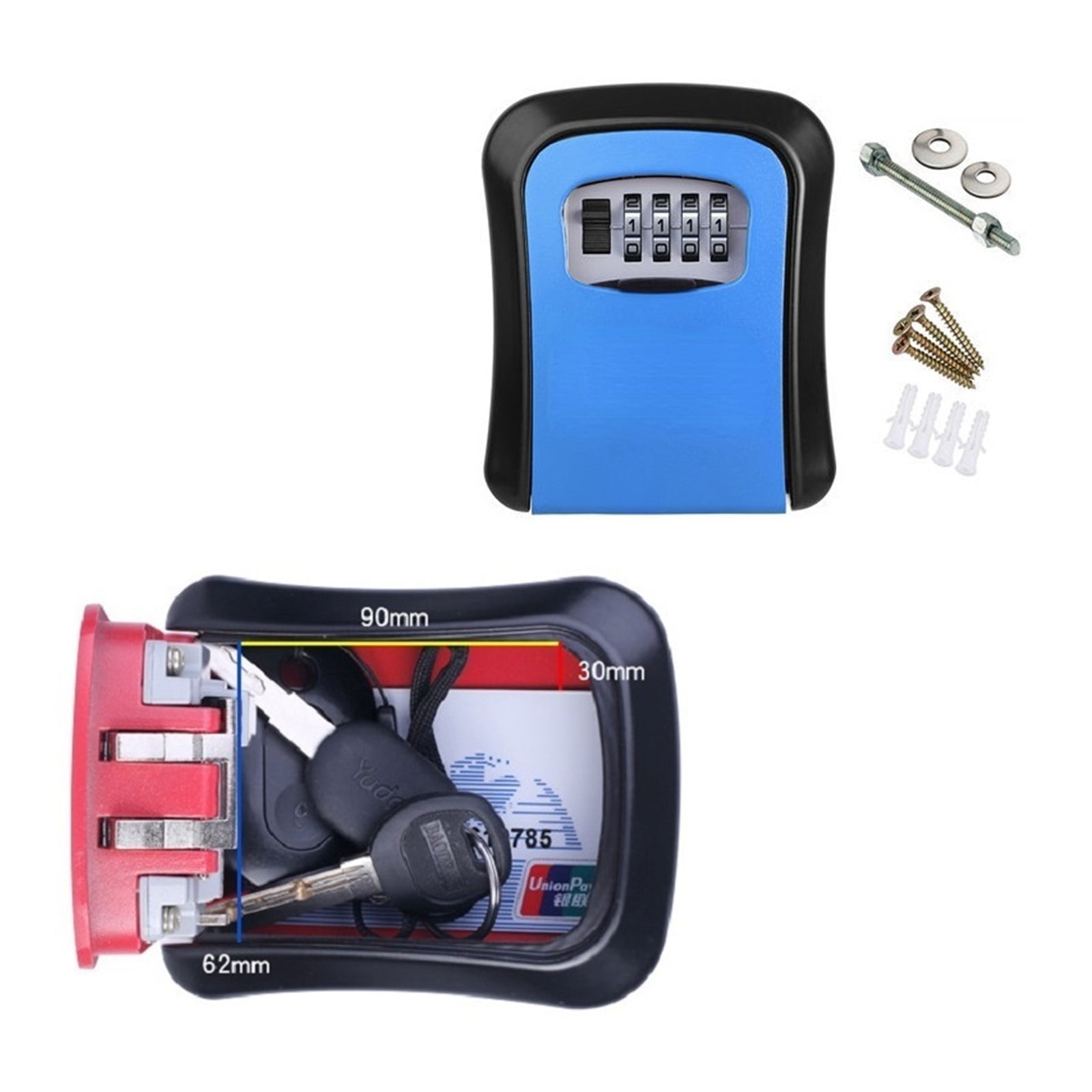 Key Lock Box Wall Mounted Aluminum Alloy Key Safe Box Weatherproof 4 ...