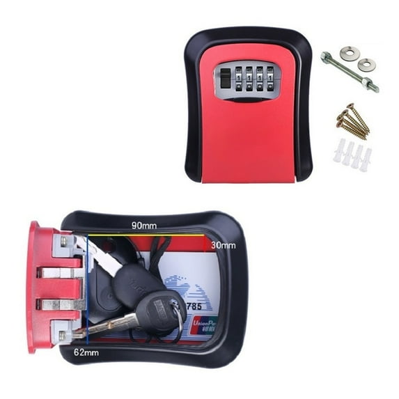 Key Lock Box Wall Mounted Aluminum Alloy Key Safe Box Weatherproof 4 ...