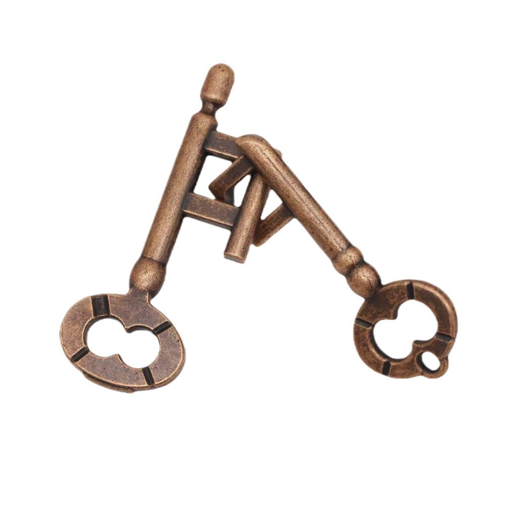 Key Lock Puzzle Vintage Classic Metal Brain Teaser IQ Toys Kids Test ...