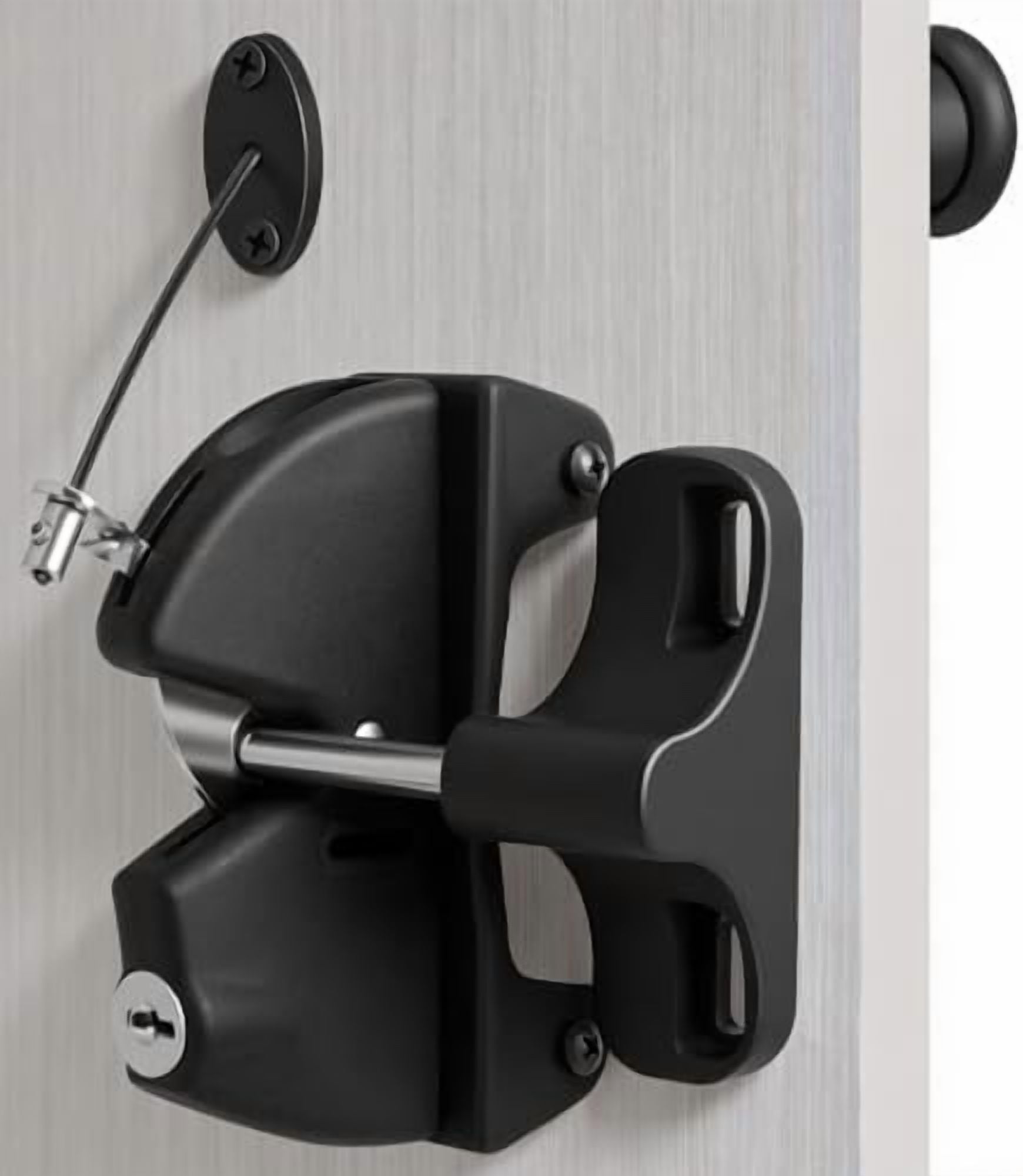 Key Lockable Gate Latch with Spring Loaded Pull Cable and Key, 2 Sided ...