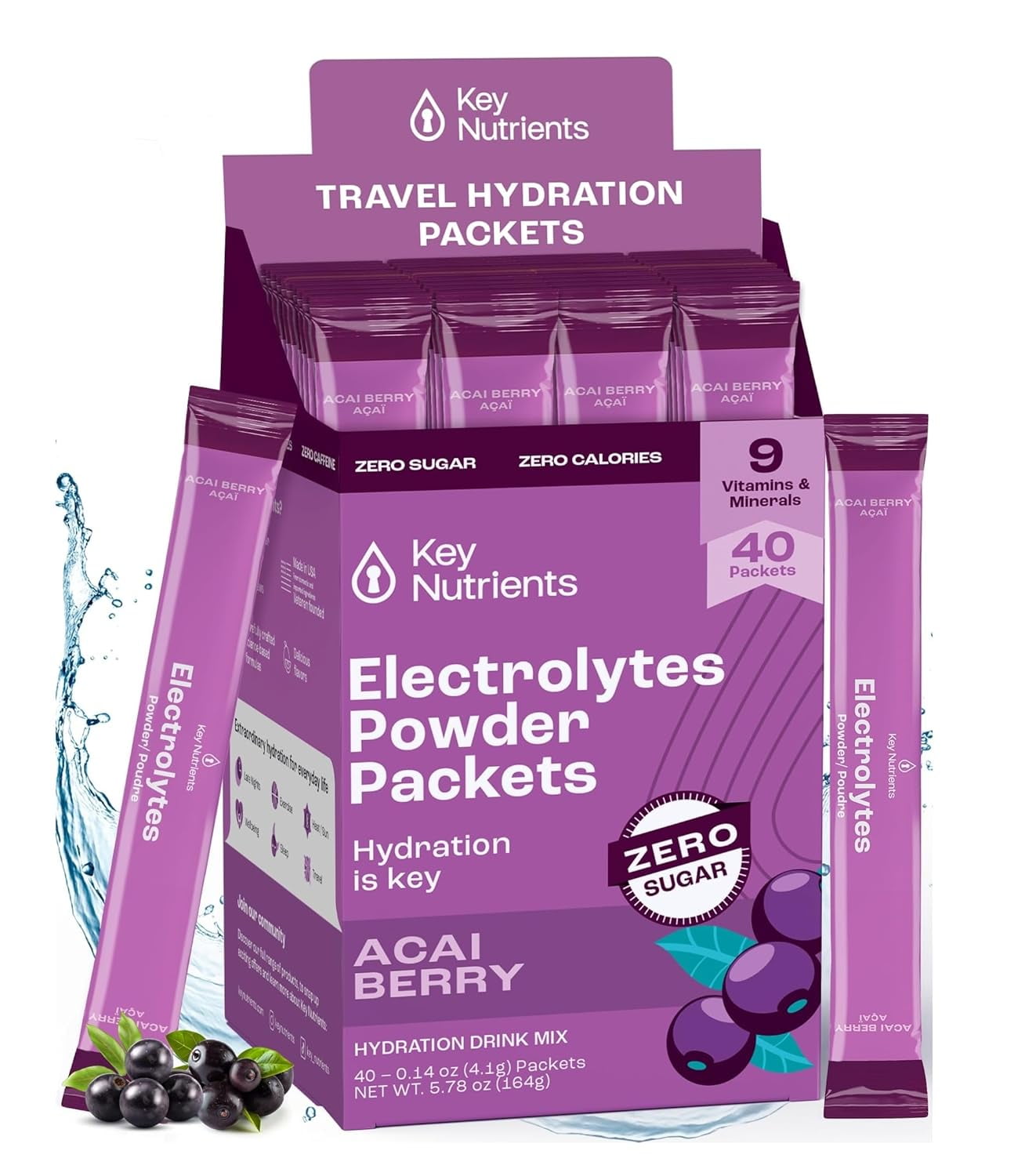 Key NUTRIENTS Multivitamin Electrolytes Powder Packets - Delicious Acai ...