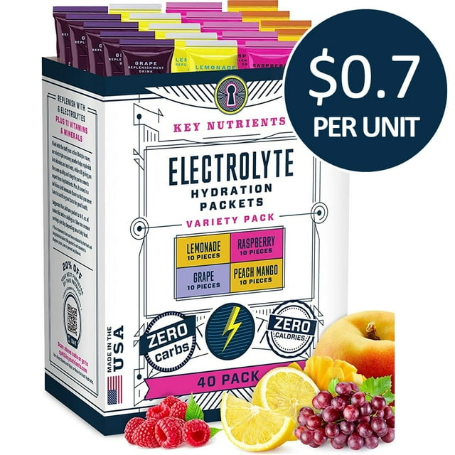 Key Nutrients - Electrolytes Powder - Variety Mix Strawberry-Kiwi, Blue ...