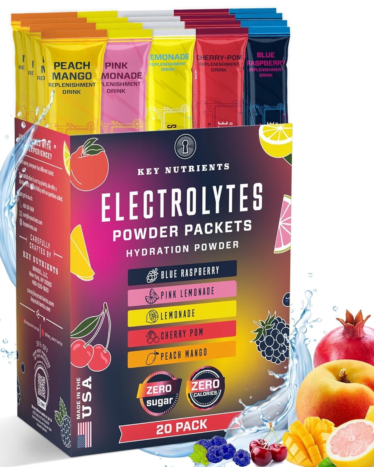 Key Nutrients - Electrolytes Powder - Variety Peach Mango, Pink ...