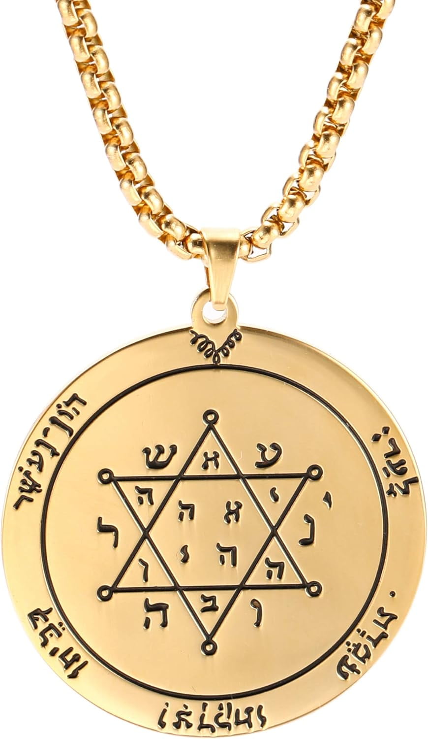 Key Of Solomon Seal Pendant Necklace Gold Stainless Steel Pentacle ...