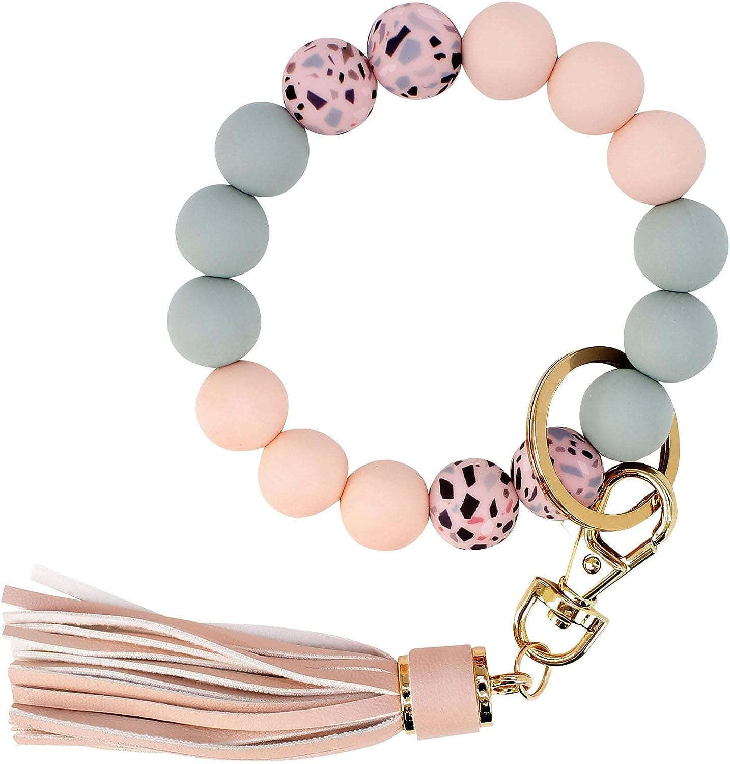 Key Ring Bracelet Car Keychain Holder Wristlet Silicone Women Beaded ...