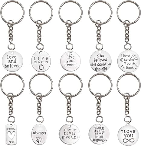 Key Rings Key Chain Set, 10 Pieces Metal Split Key Rings with Chain ...