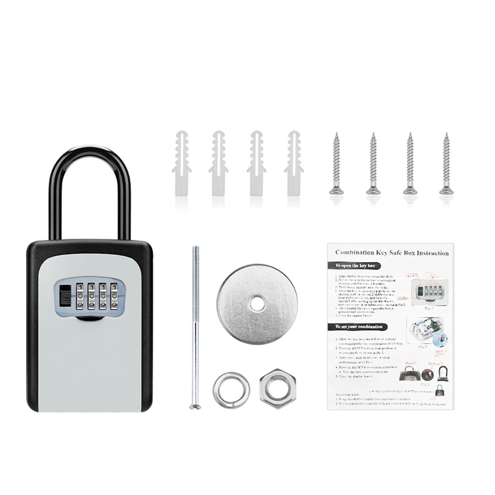 Key Safe Box Outdoor, Waterproof Password Lock Box 4 Digit Combination ...