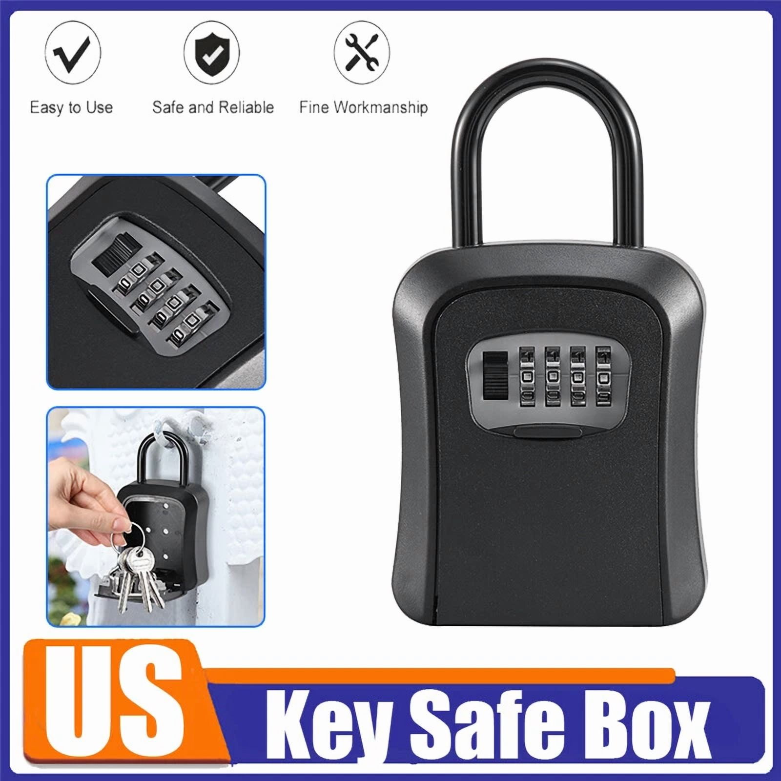 Key Safe Combination Lock Box 4-Digit Wall Mount Storage Safe Security ...