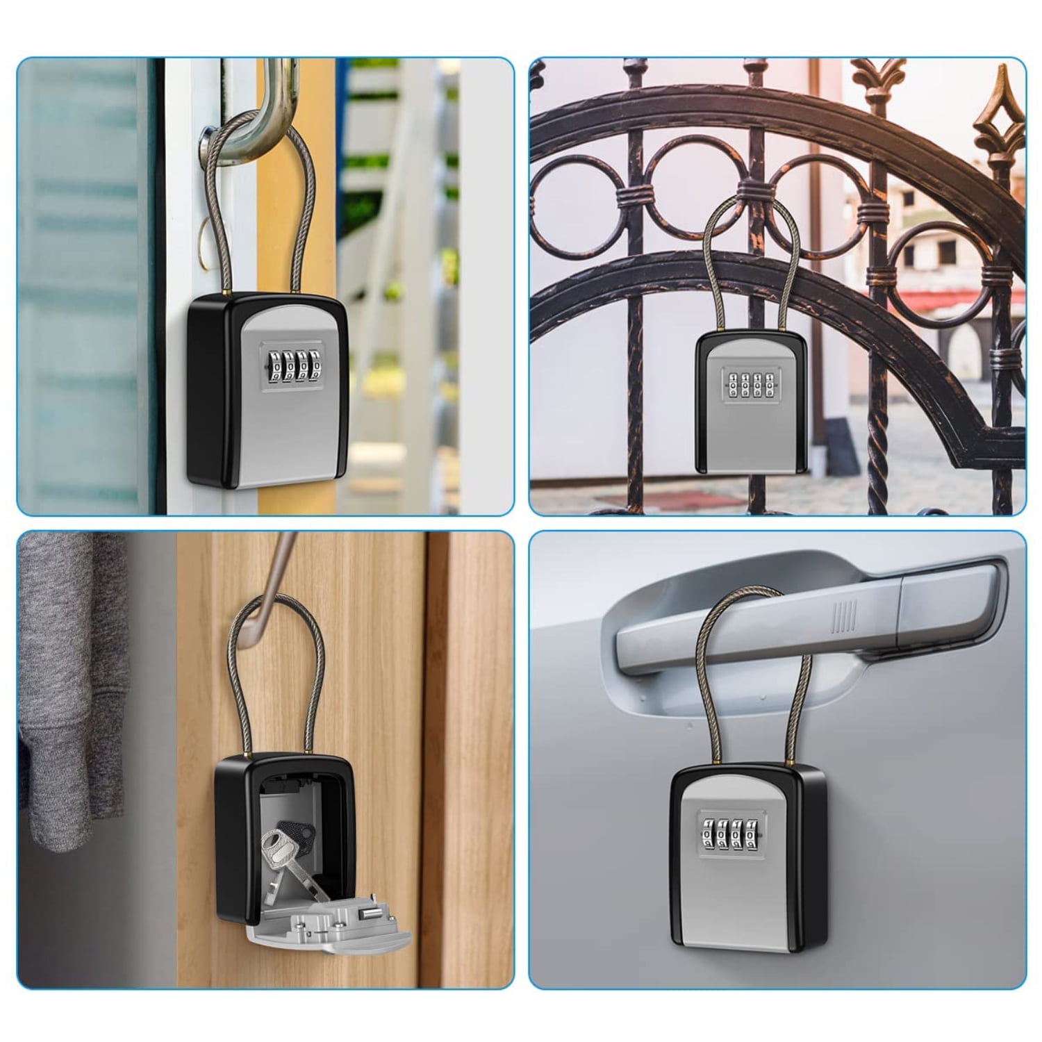 Key Safe Lock Box, 4-Digit Combination Key Safe Box, Waterproof ...