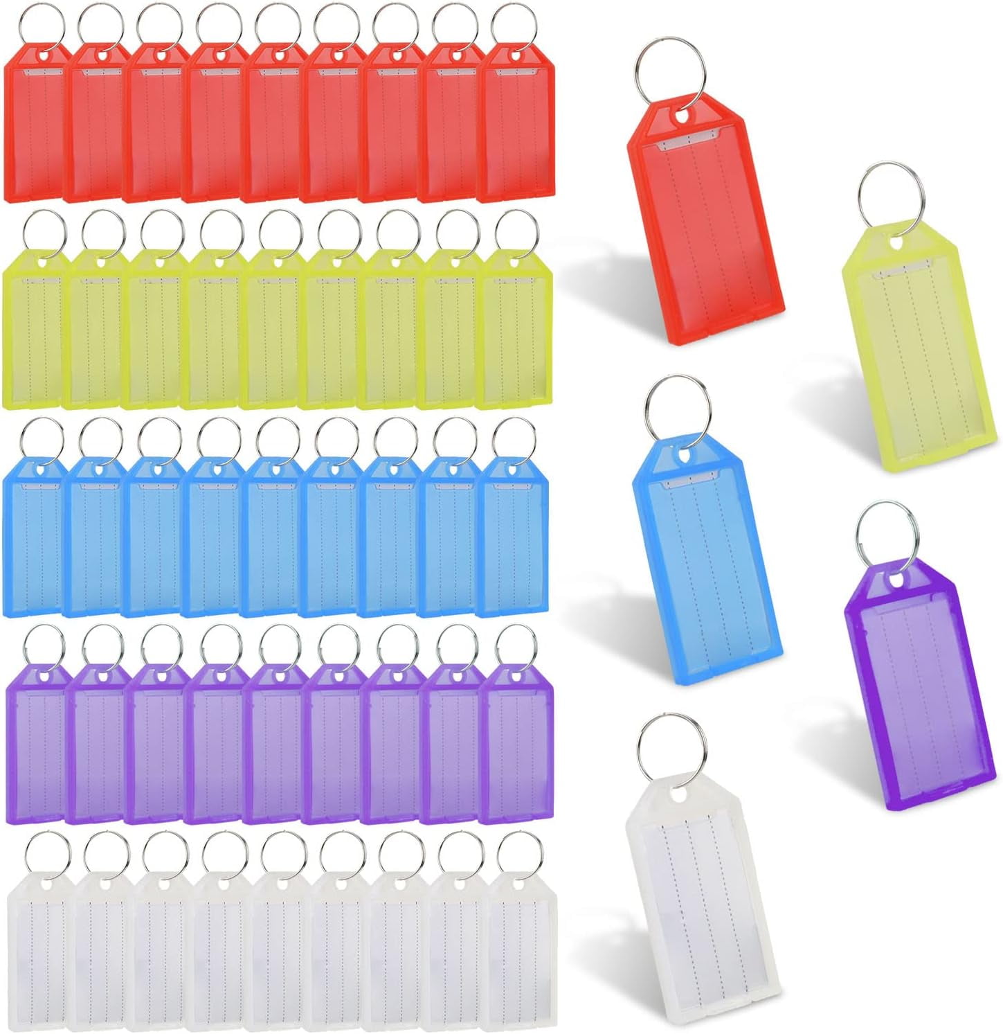 Key Tags 50 Pack Key Tags with Labels 5 Colours Key Rings with Tags ...