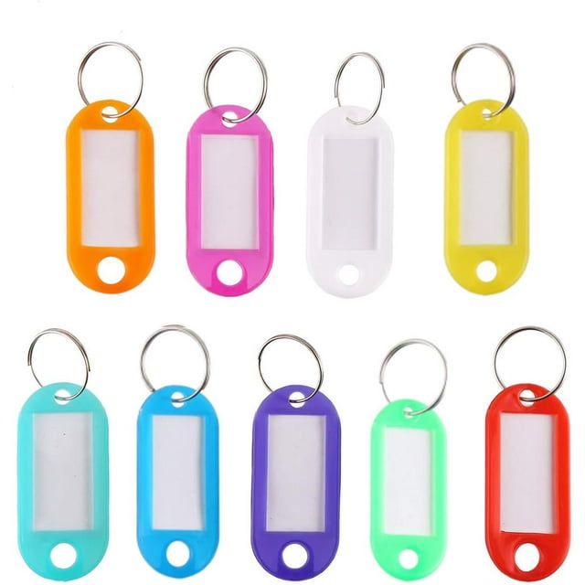 Key Tags Coloured,100 Pack Plastic Key Fobs Rmeet Clear Keyring Tags ...