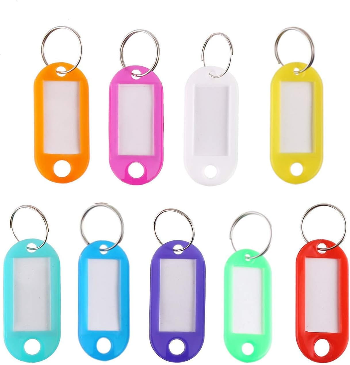 Key Tags Coloured,50 Pack Plastic Key Fobs Clear Keyring Tags Key ID ...