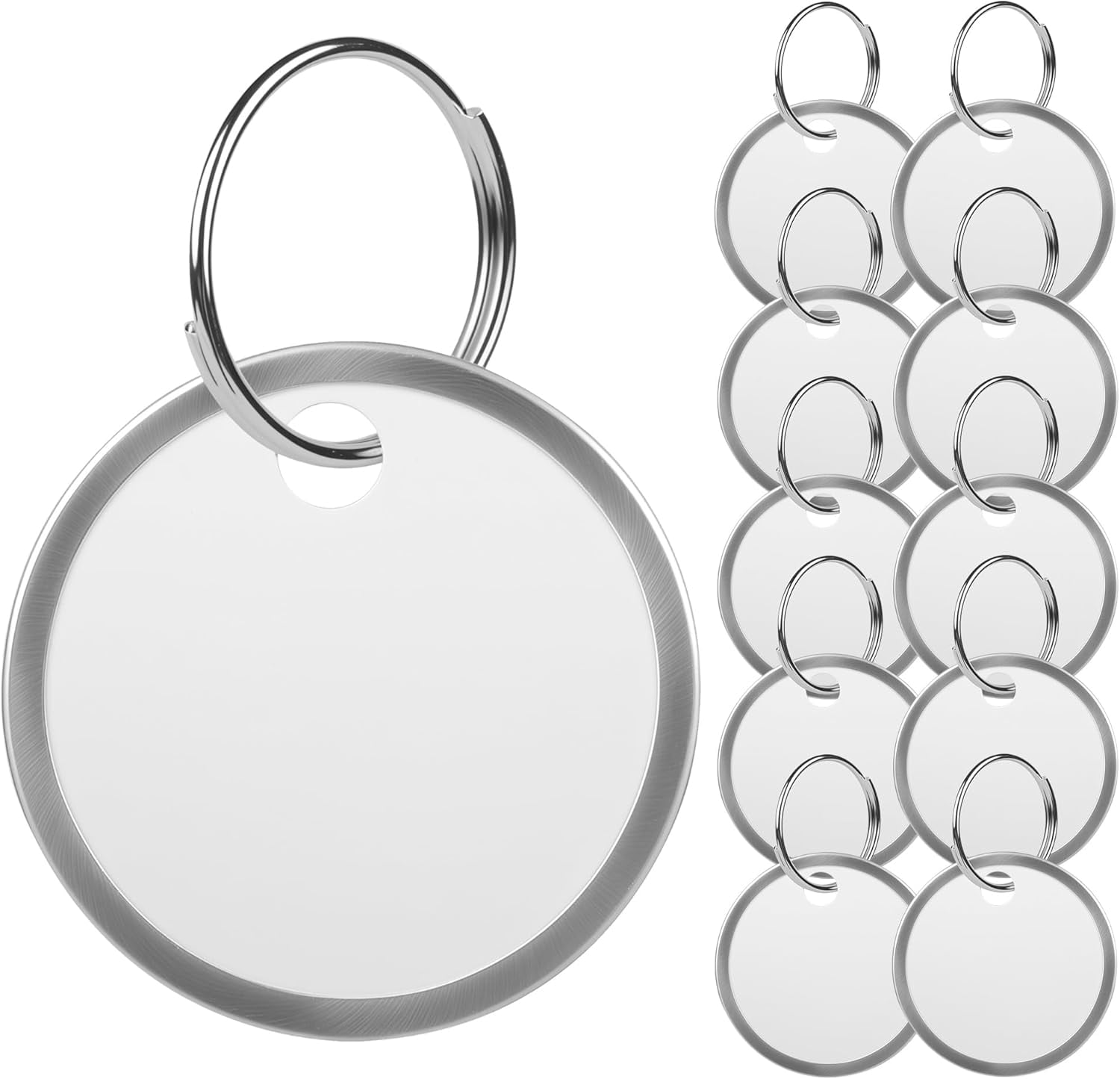Key Tags Labels with Ring - Metal Rim Key Chain ID Tags with White ...