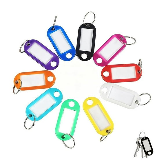 Key Tags Plastic 10 Assorted Colours with Blank Paper Labels, Tough ...