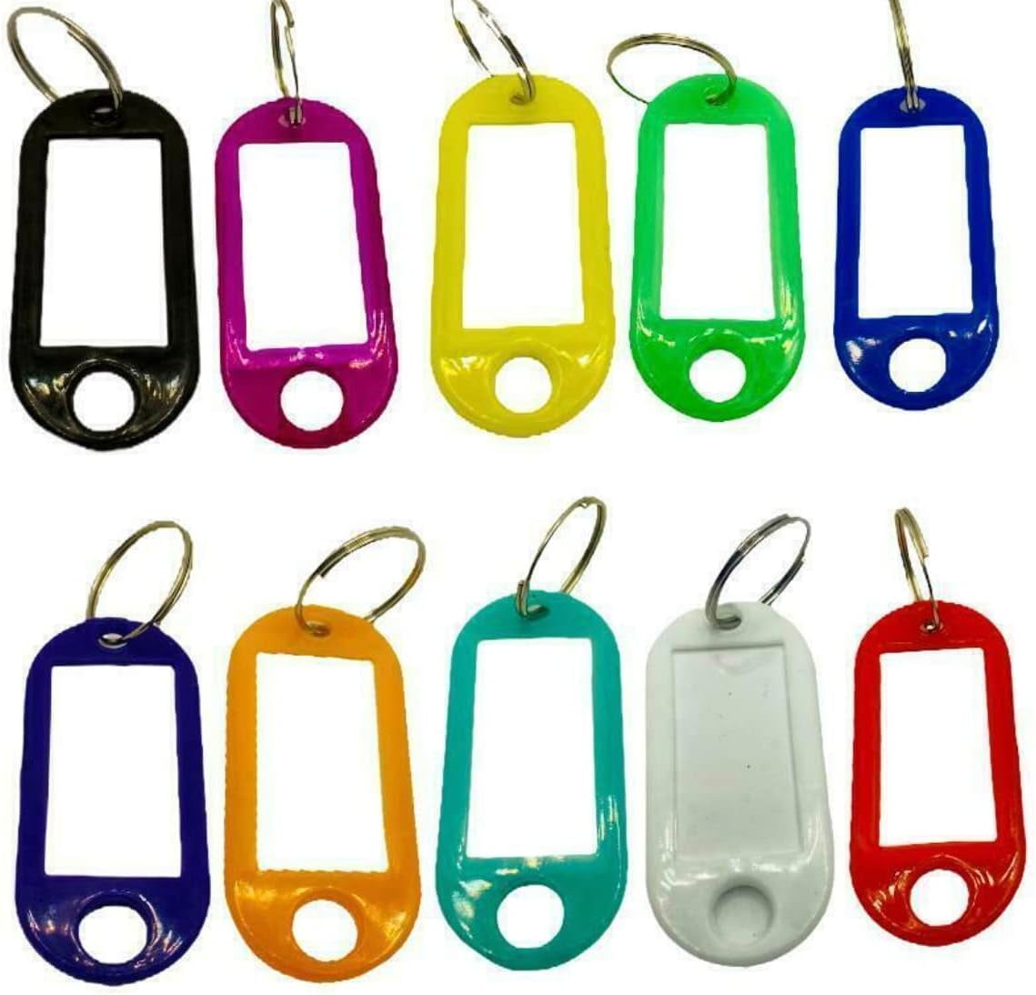 Key Tags Plastic Key Rings ID Tags Name Label Key Fob Tags (50 X Light ...