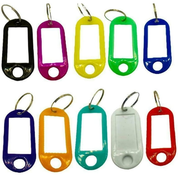 Key Tags Plastic Key Rings ID Tags Name Label Key Fob Tags (50 X Yellow ...
