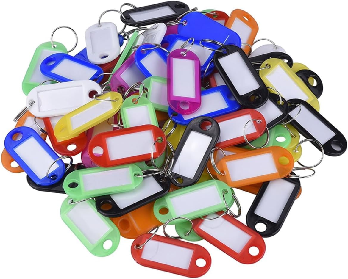 Key Tags with Ring Key Label Key Rings for Keychains Plastic Tags Key ...
